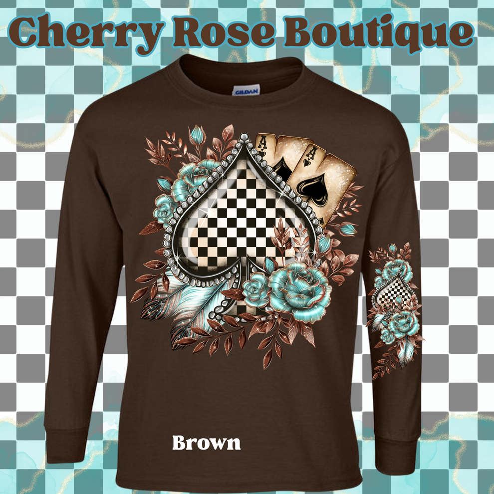 Checkered Spade with Turquoise – Cherry Rose Boutique